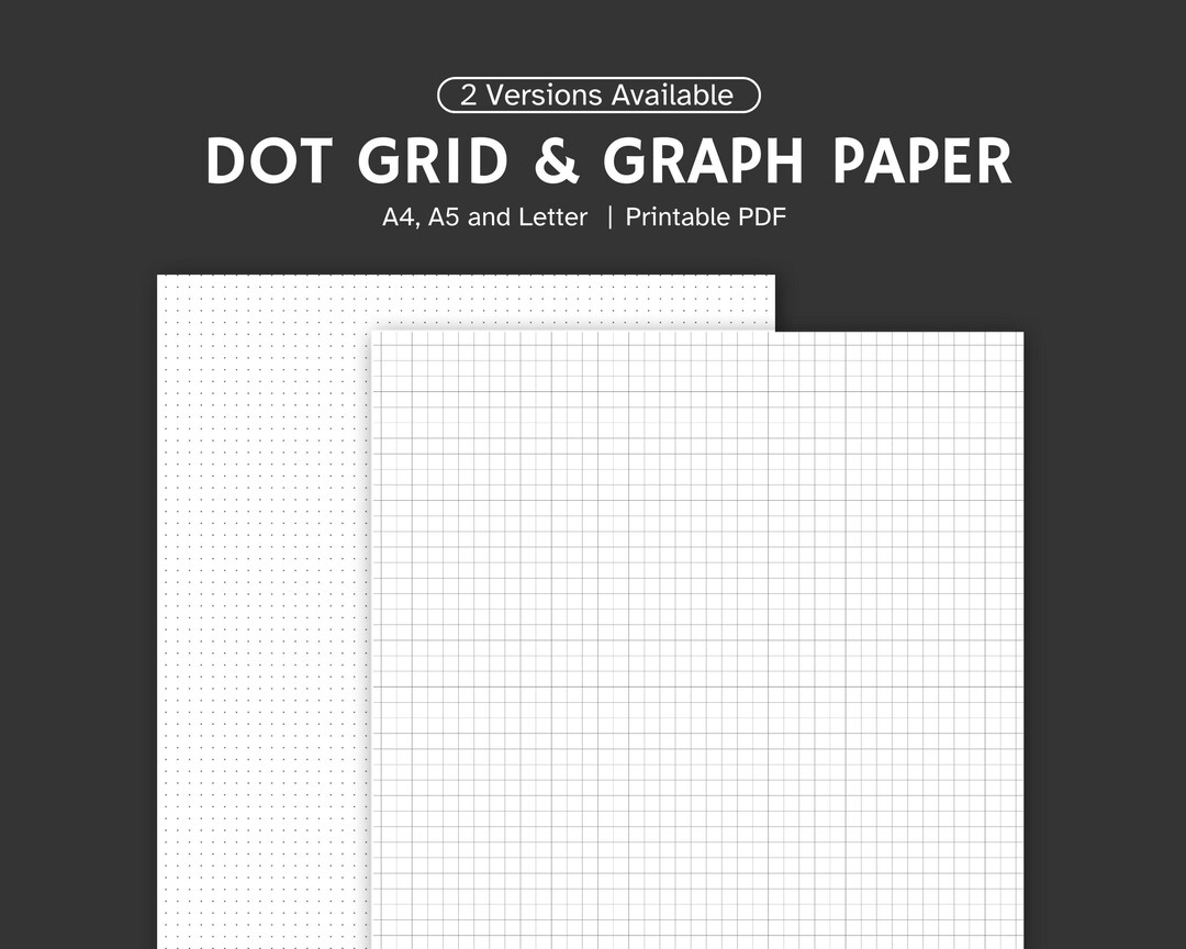 Graph Paper and Dot Grid Printable PDF, Sketching and Drawing or for Caligraphy Instant Download ...