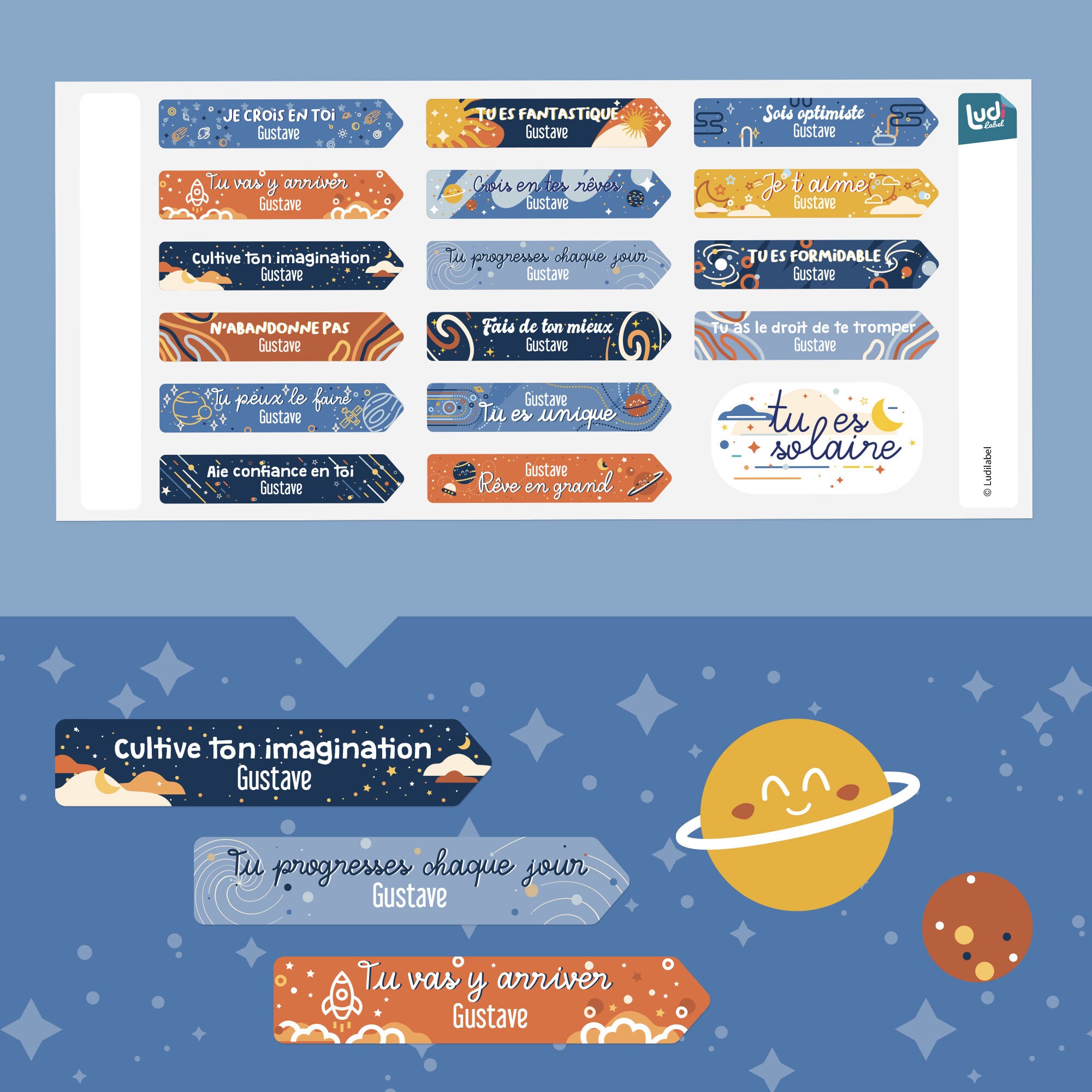 Motivation Labels for Pen to Inspire Children - Cosmic - Bright Colors ...