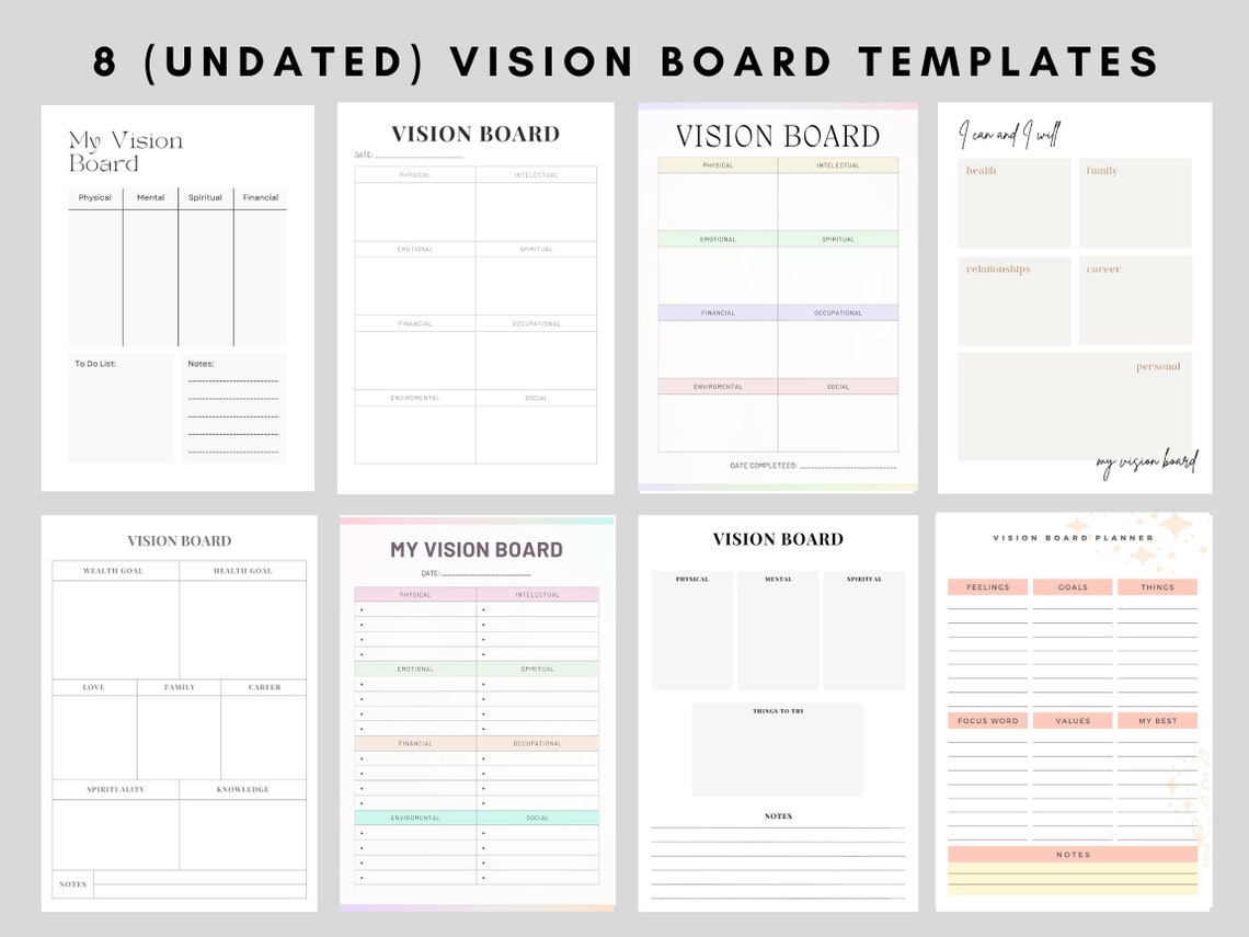 Printable Vision Board 2023 Template Printable Dream Board Etsy UK