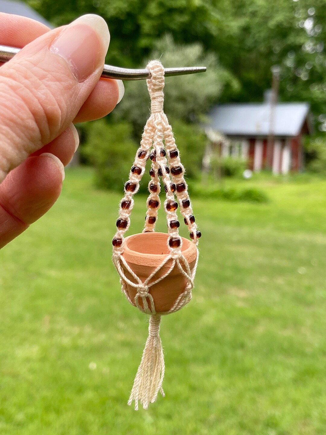 Miniature Plant Hanger, Macrame Plant Hanger for Dollhouse / Dollhouse ...