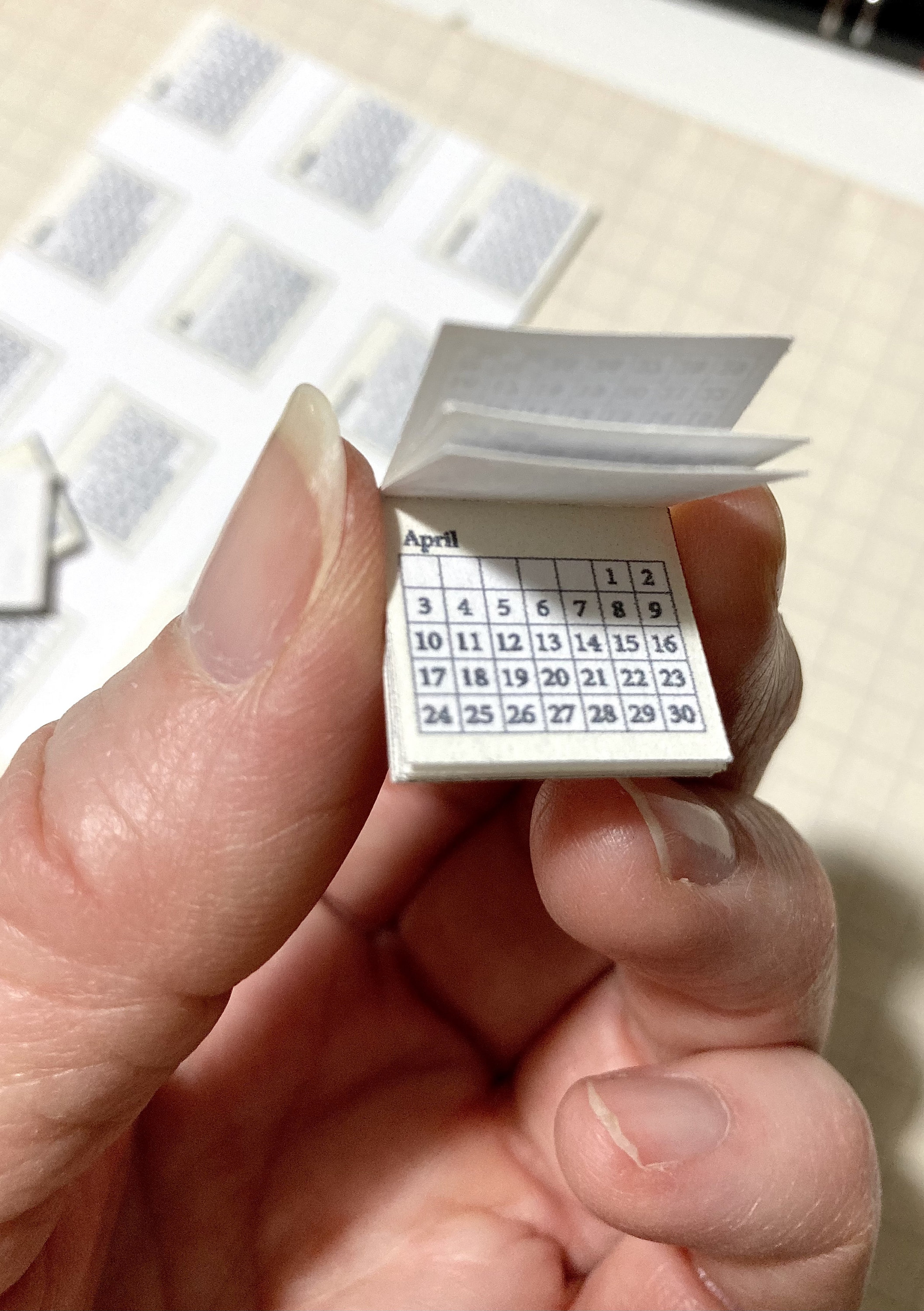 Printable (pdf) Miniature Wall Calendar for Dollhouse, Instant Download ...