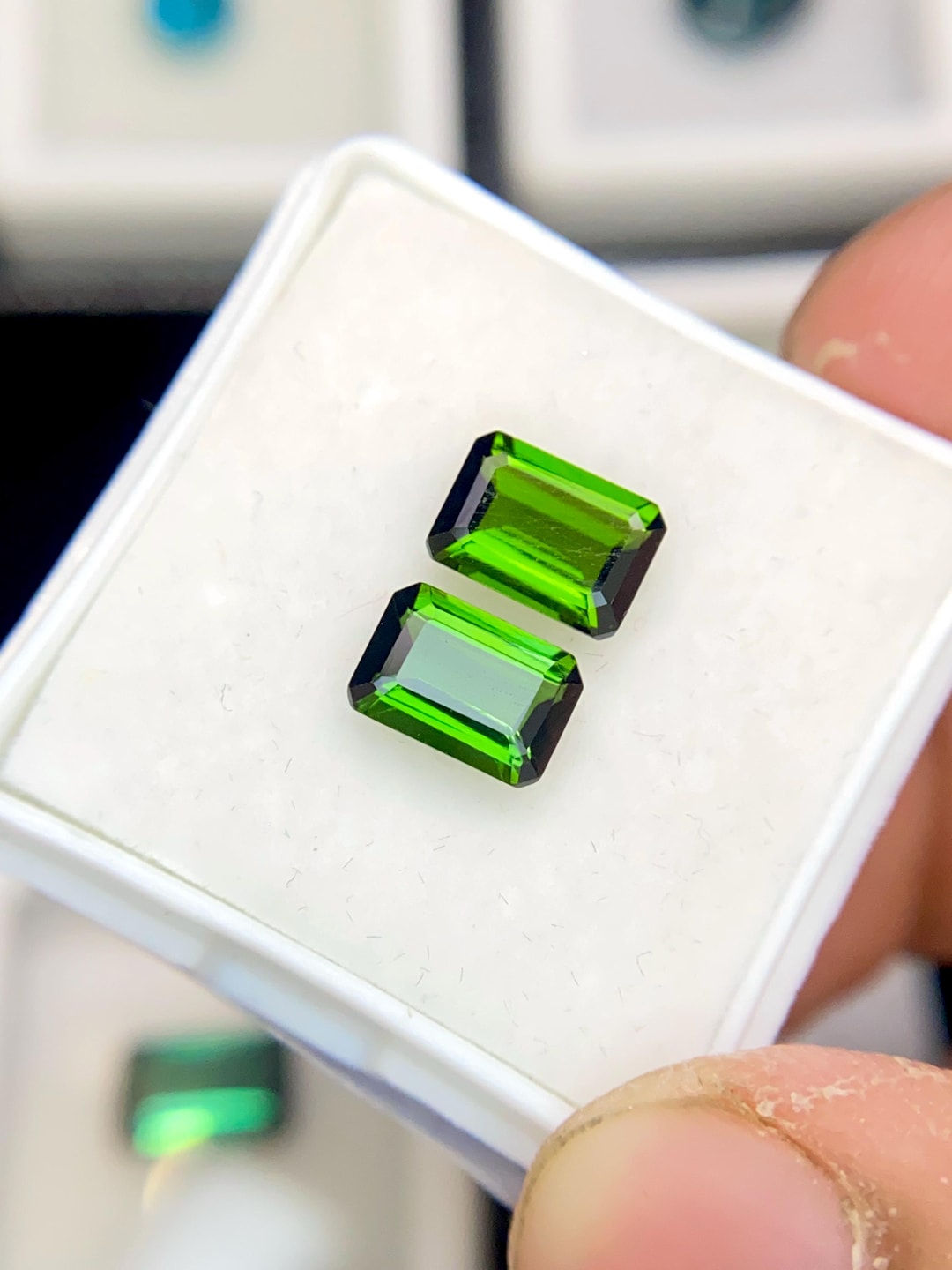 Very Rare Color Natural Green Tourmaline Emerald Pair Faceted Loose ...