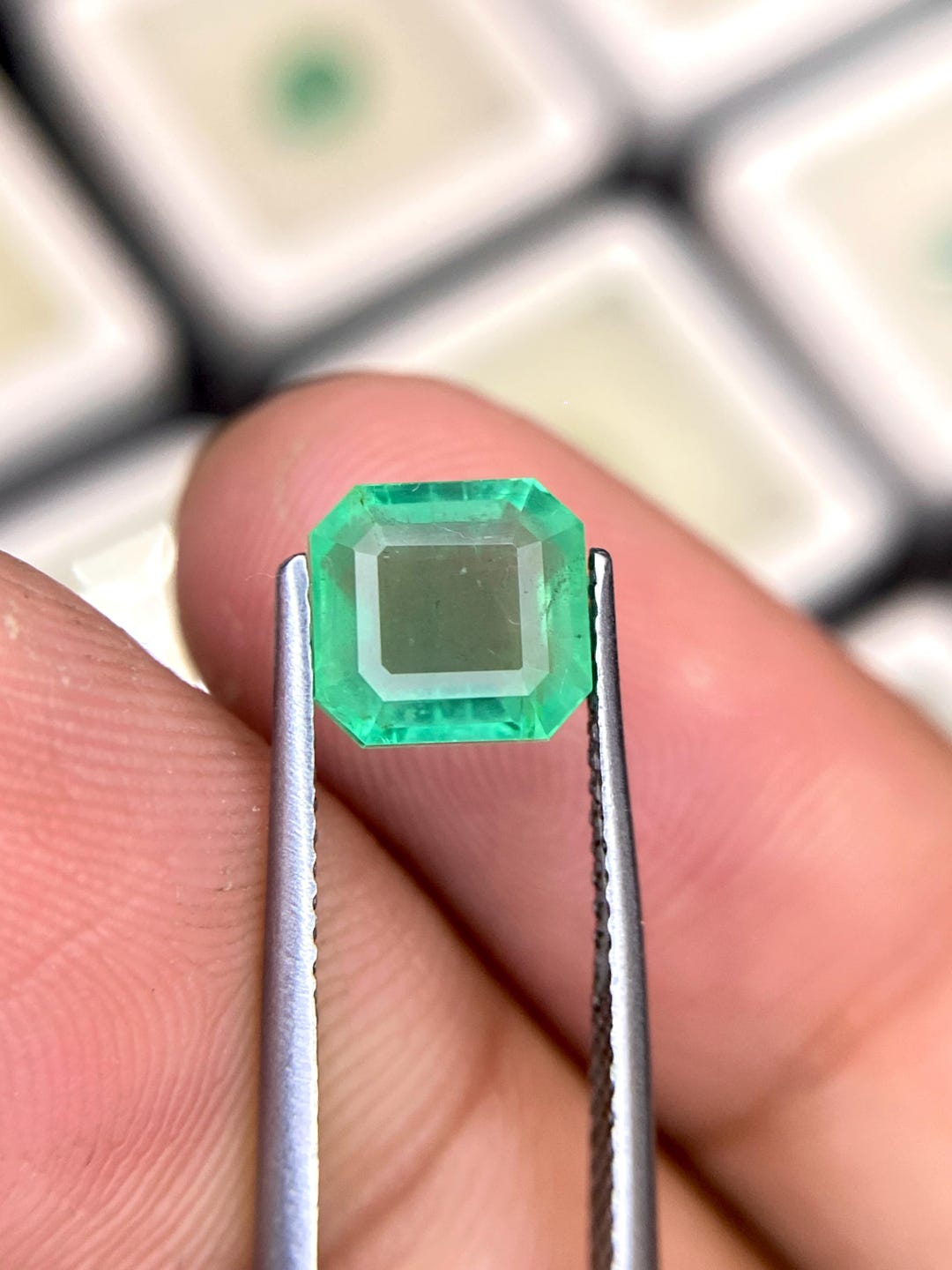 Asher Cut Natural Zambian Emerald , Faceted Loose Gemstone Weight-1.98 ...