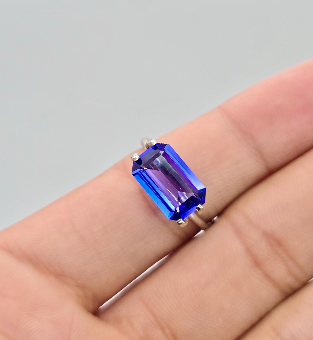 D Block Colour Natural Tanzanite Emerald Cut Faceted Loose Gemstone ...