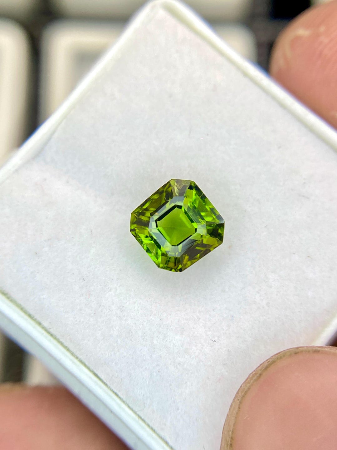 Asher Cut Natural Apple Green Color Tourmaline Faceted Loose Gemstone ...