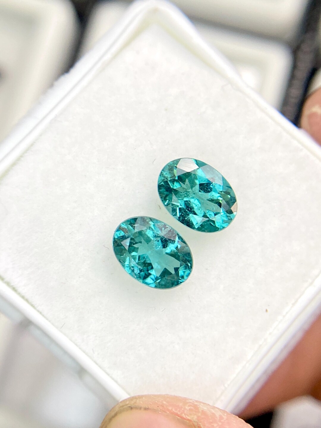 Very Rare Color Natural Blue Tourmaline Oval Pair Faceted Loose ...