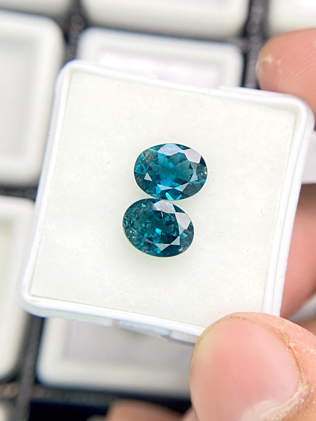 Rare Color Natural Blue Tourmaline Oval Pair Faceted Loose Gemstone ...