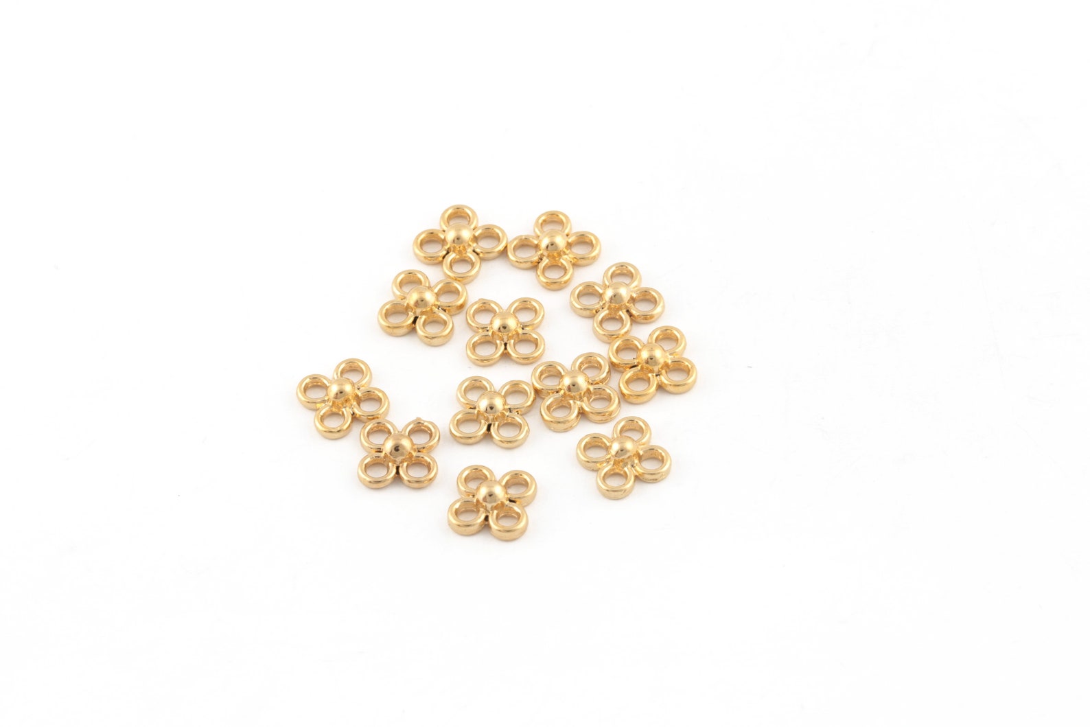 24k Shiny Gold Plated Flower Connector, Gold Plated Flower Cap, Flower ...