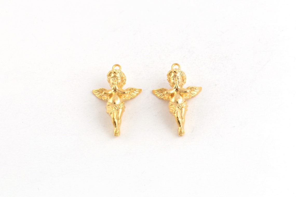 24k Gold Plated Baby Angel Charm, Angel Pendant, Gold Plated Angel ...