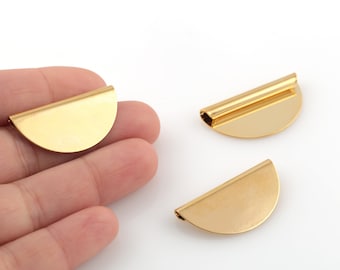 40mm 24k Shiny Gold Plated Ribbon Clasps, Crimp End Caps, Ribbon Claws ...
