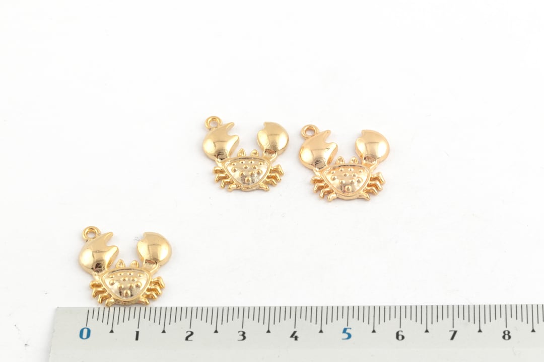 24k Shiny Gold Plated Crab Charms, Crab Pendant, Gold Plated Animal ...