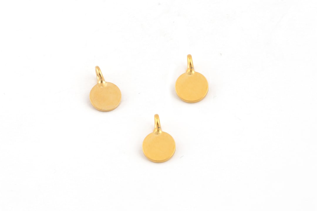 24k Gold Plated Round Disc Charms, Round Disc Pendant, Gold Plated Disc ...