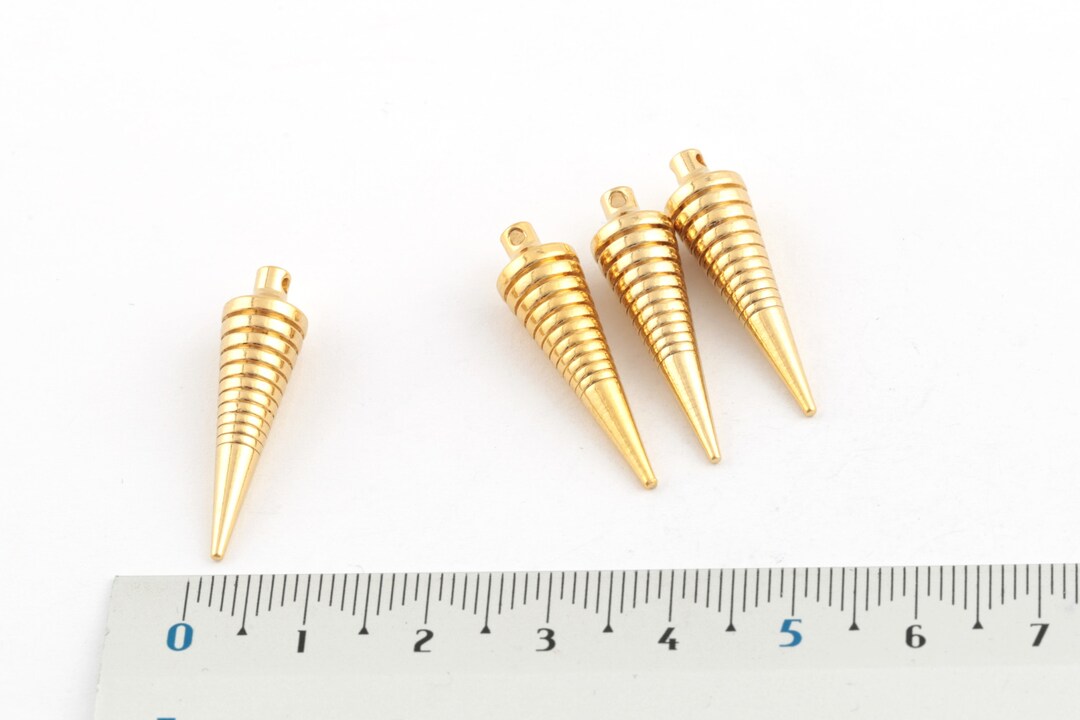 24k Gold Plated Spike Charm, Spike Necklace, Gold Plated Long Bar ...