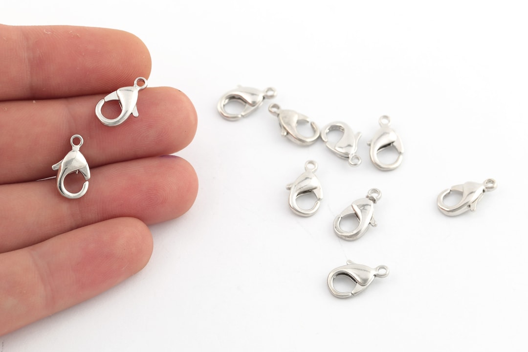15mm Rhodium Plated Parrot Clasp, Lobster Claw Clasp, Necklace and ...
