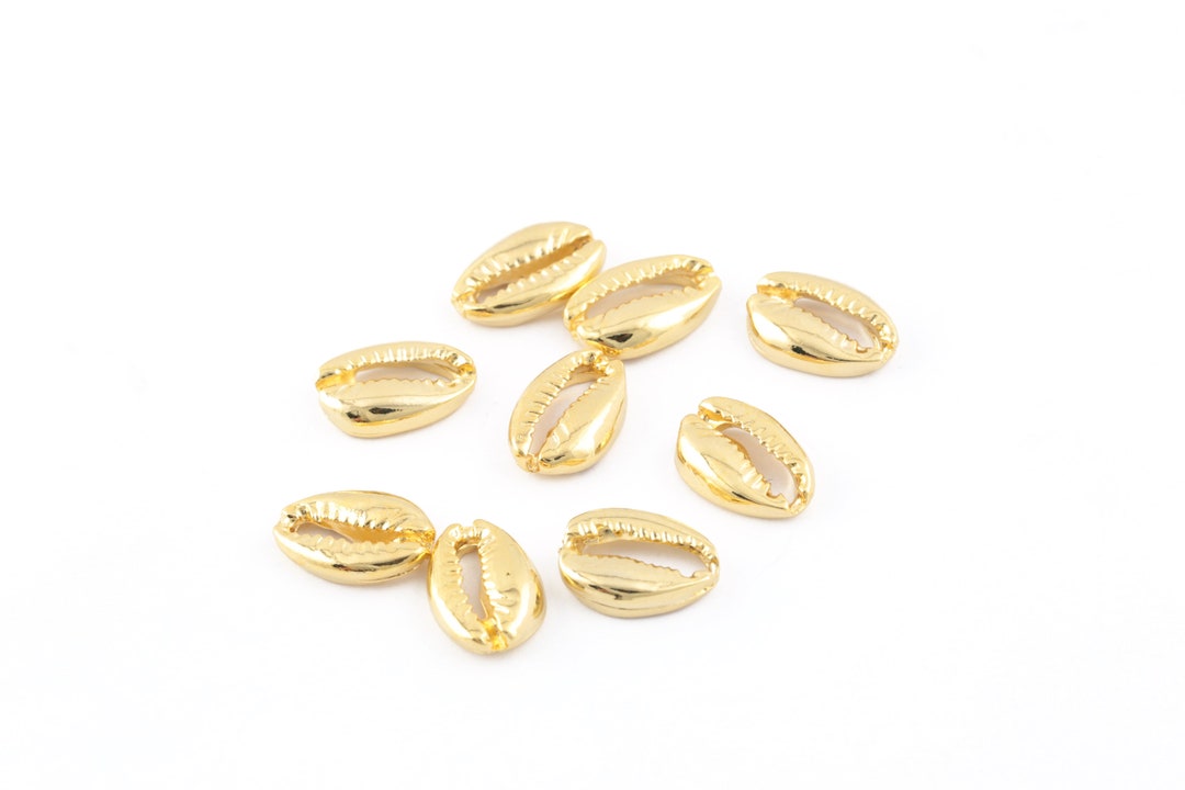 24k Shiny Gold Plated Cowrie, Cowrie Charms, Shell Pendant, Boho ...