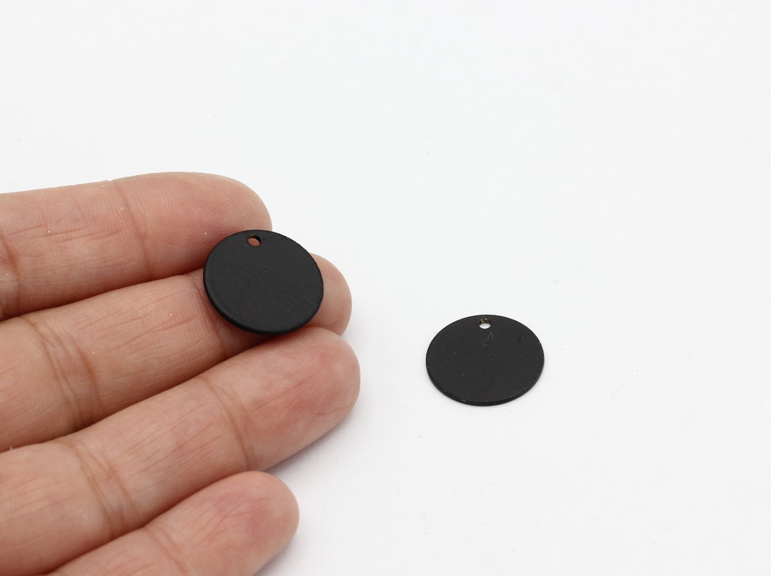 16mm Black Plated Round Charms, Flat Disc Charms, Disc Connector ...