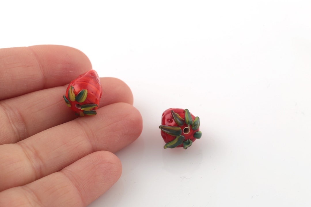Hand Made Murano Glass Strawberry Beads, Murano Fruit Beads, Glass ...