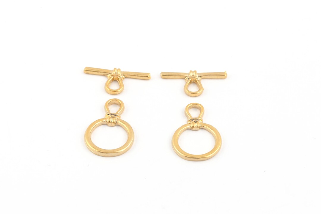 24k Gold Plated Toggle Clasps, T Bar Lock, Ring T Bar Fasteners, Toggle ...