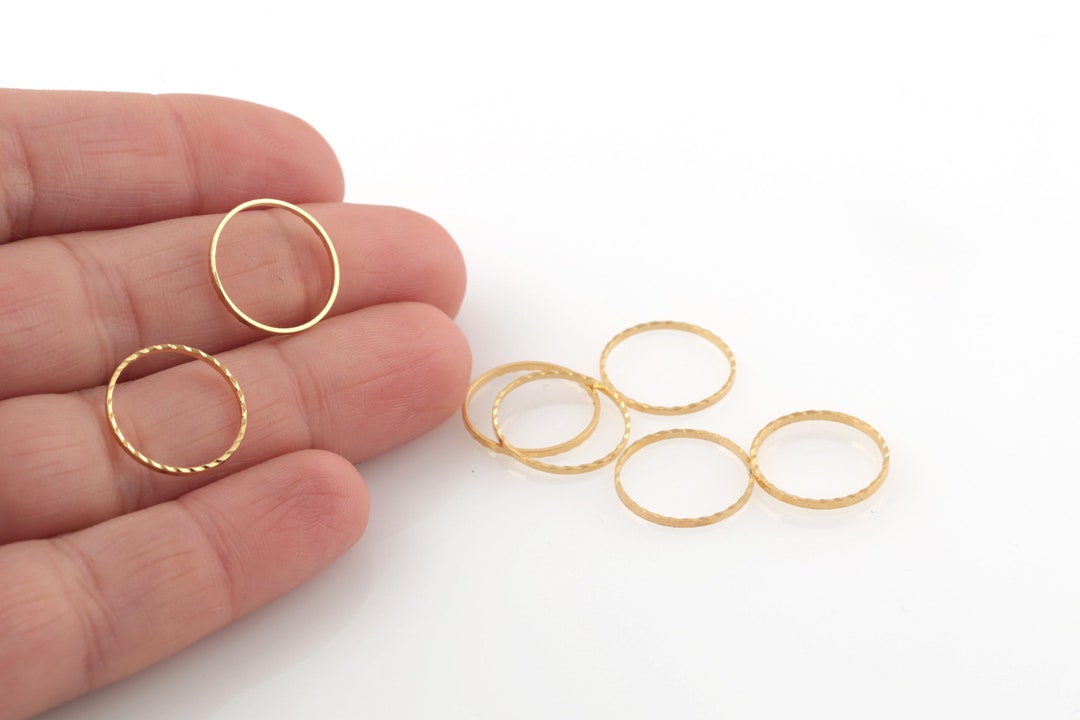 14mm 24k Gold Plated Knurled Ring, Circle Connector, Gold Plated Hoops ...