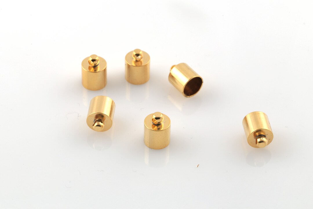 24k Shiny Gold Plated İnner Size 8mm End Cap, Huge End Caps, Solid Brass End Cap, Gold Plated ...