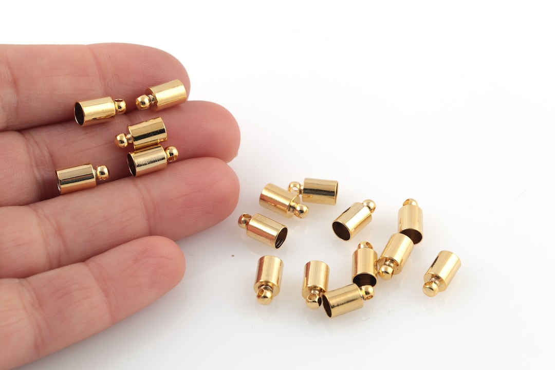 24k Shiny Gold Plated İnner Size 4.5mm End Cap, Huge End Caps, Solid Brass End Cap, Gold Plated ...