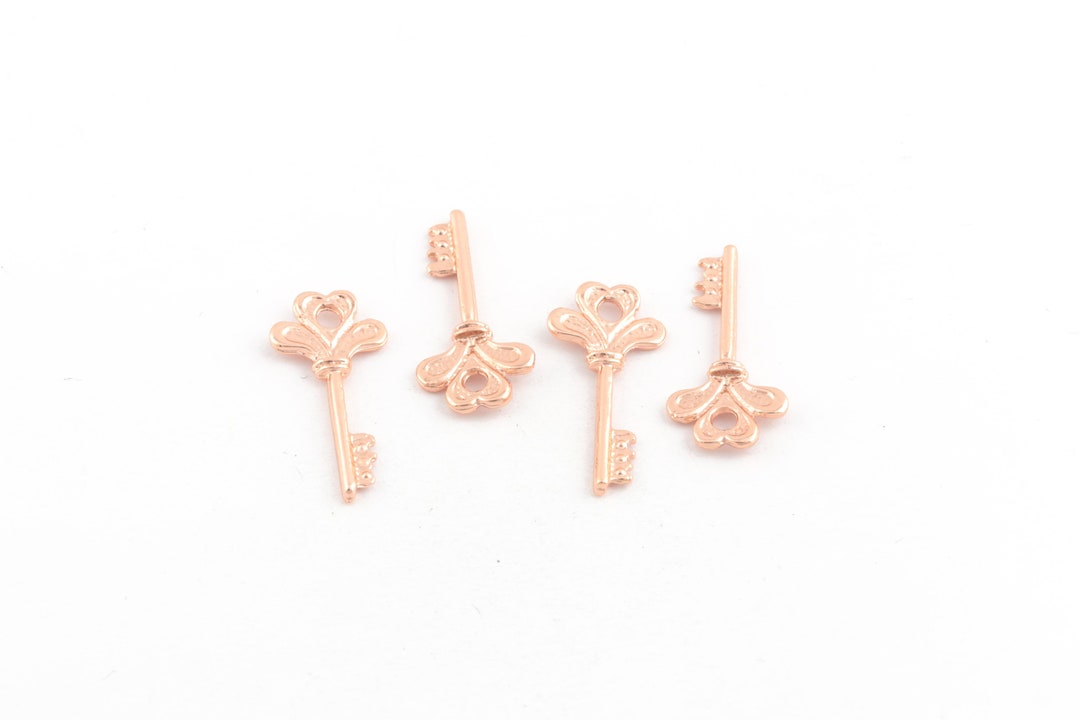 Rose Gold Plated Key Charm, Key Pendant, Locksmith Charms, Key Jewelry ...