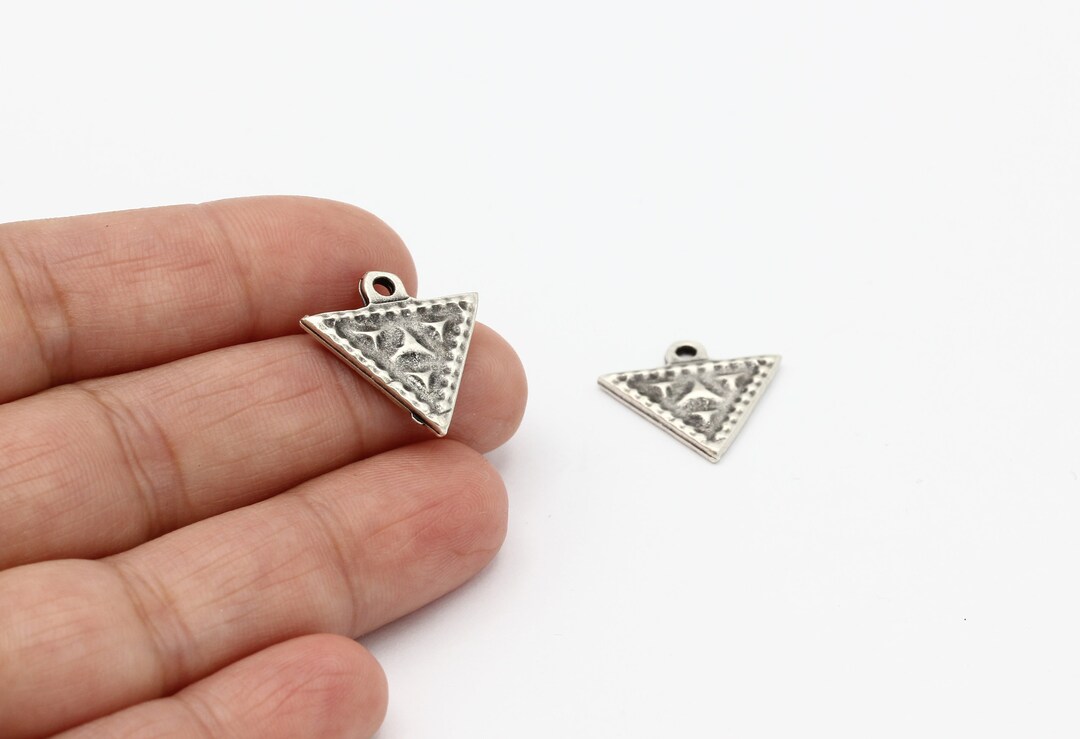 Antique Silver Triangle Charms, Triangle Jewelry, Triangle Coins ...