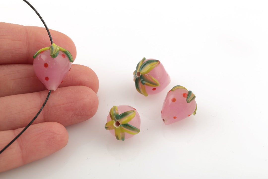 Hand Made Murano Glass Strawberry Beads, Murano Fruit Beads, Glass ...