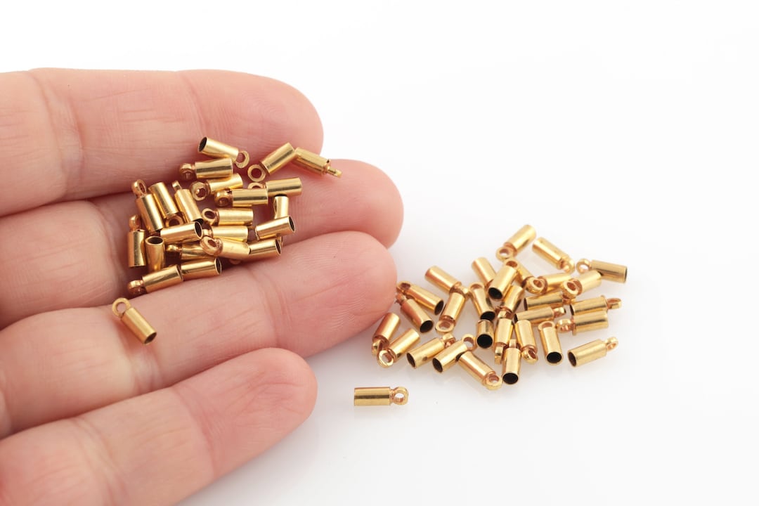 24k Shiny Gold Plated İnner Size 2mm End Cap, Huge End Caps, Solid ...