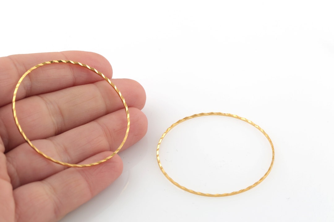45mm 24k Gold Plated Knurled Ring, Circle Connector, Gold Plated Hoops ...