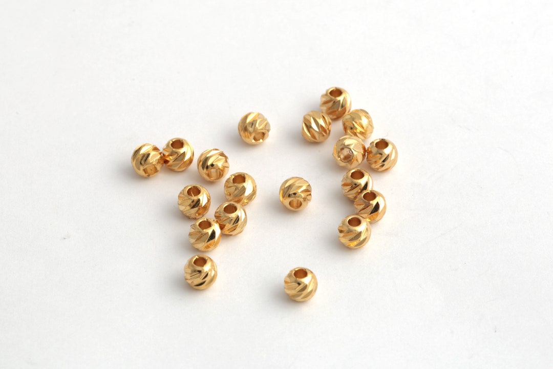 6mm 24k Gold Plated Laser Cut Beads, Laser Cut Spacer Beads, Solid ...