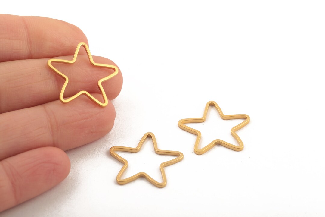 Matt Gold Plated Star Charms, Star Earring, Matt Gold Plated Star ...
