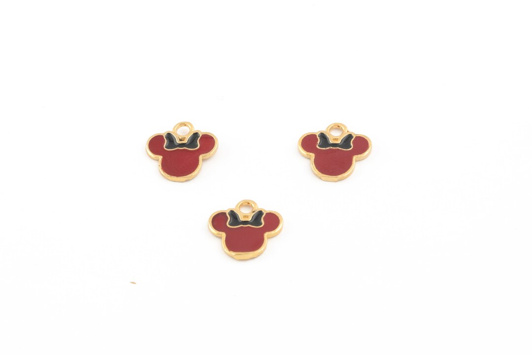 24k Gold Plated Mickey Mouse Charm, Mickey Mouse Pendant, Enamel Mickey ...