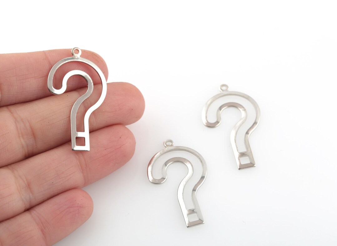 Rhodium Plated Question Mark Pendant, Question Mark Charms, Question ...