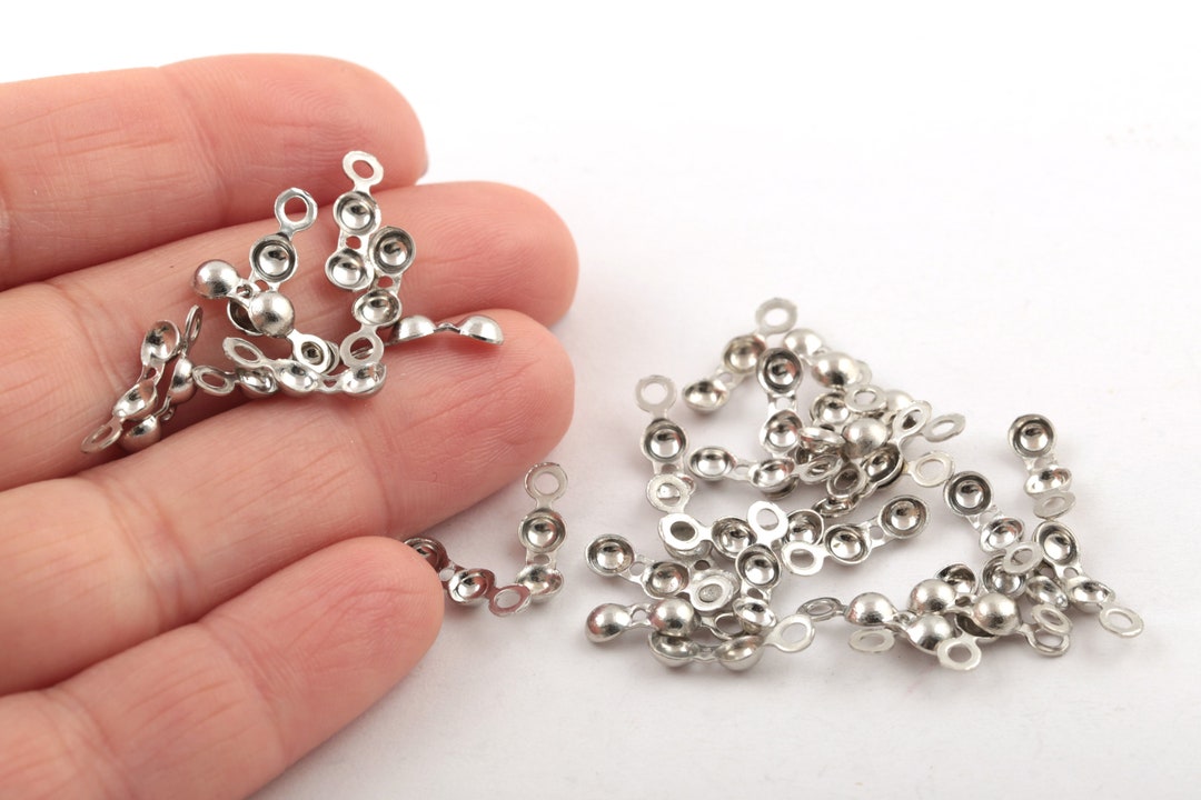 Rhodium Plated Crimp Beads, Fits 6mm Ball Chain, Ball Chain Clasp, Bead ...