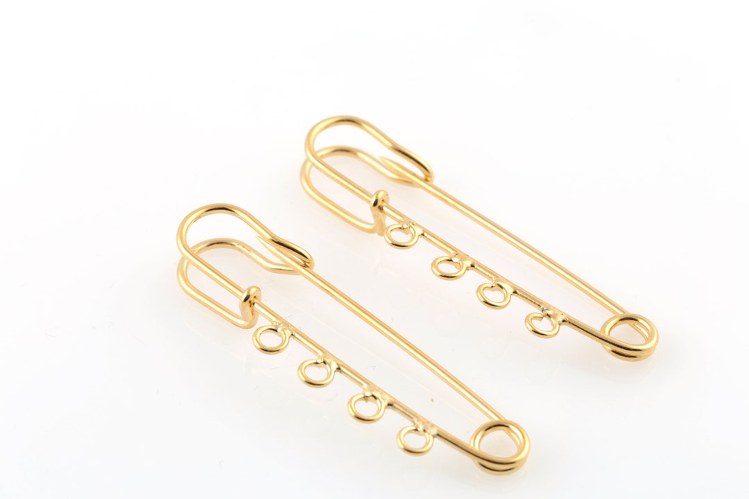 24k Gold Plated Safety Pin Pendant, Safety Pin Charms, Safety Pin ...