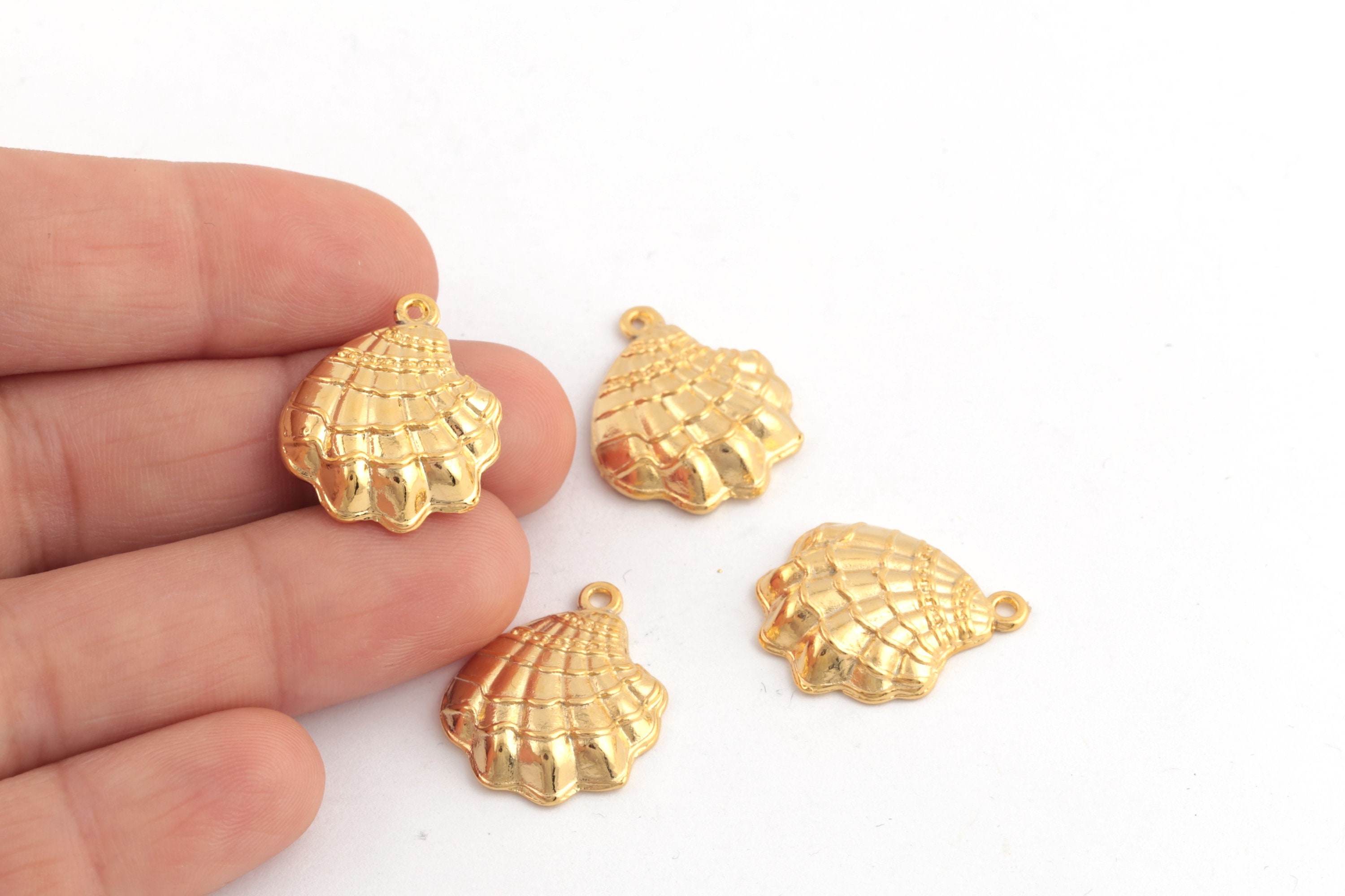 24k Gold Plated Sea Shell Charm, Sea Shell Necklace, Gold Plated Sea ...