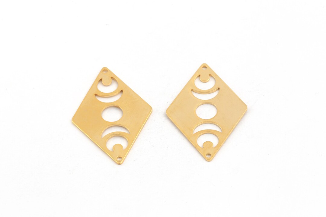 24k Gold Plated Moon Phase Charms, Triangle Moon Phase Earring Charm ...