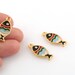24k Shiny Gold Plated Fish Charms, Enamel Fish Pendant, Colored Animal ...