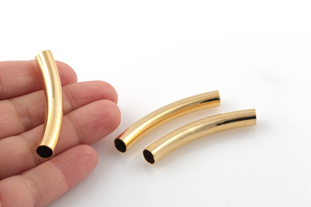 24k Gold Plated Tube Beads, Curved Tube Findings, Bracelet Tube Beads ...