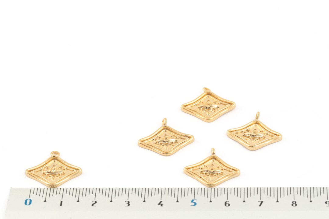 24k Shiny Gold Plated Triangle Evil Eye Charm, Evil Eye Pendant, Evil ...