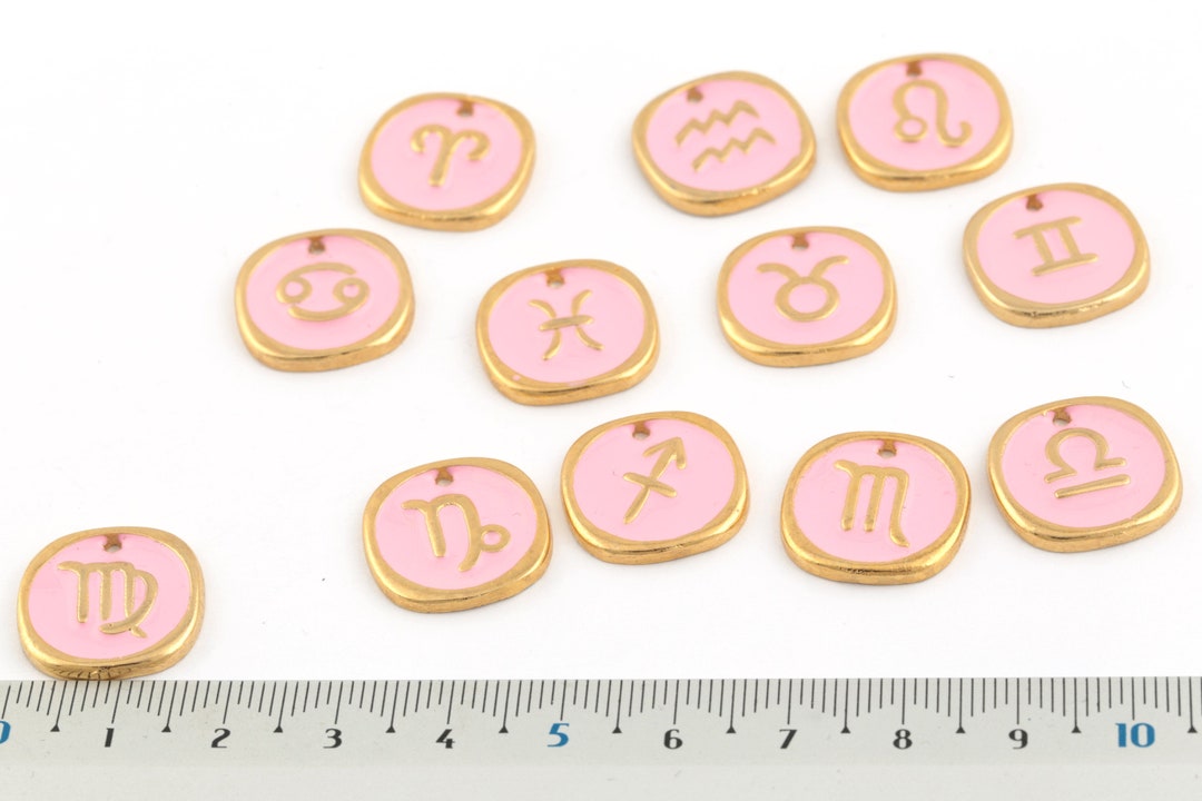 24k Gold Plated Zodiac Sign Charms, Zodiac Sign Pendant, Astrology ...