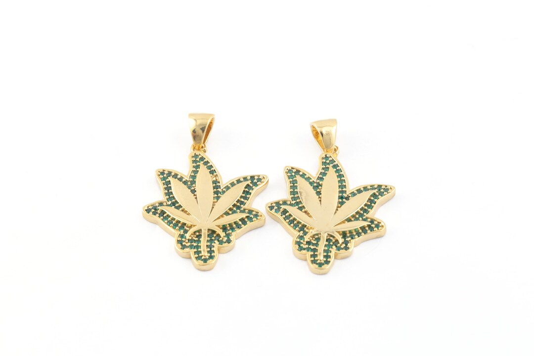 24k Shiny Gold Plated Leaf Charm, Marijuana Pendant, Gold Marijuana ...