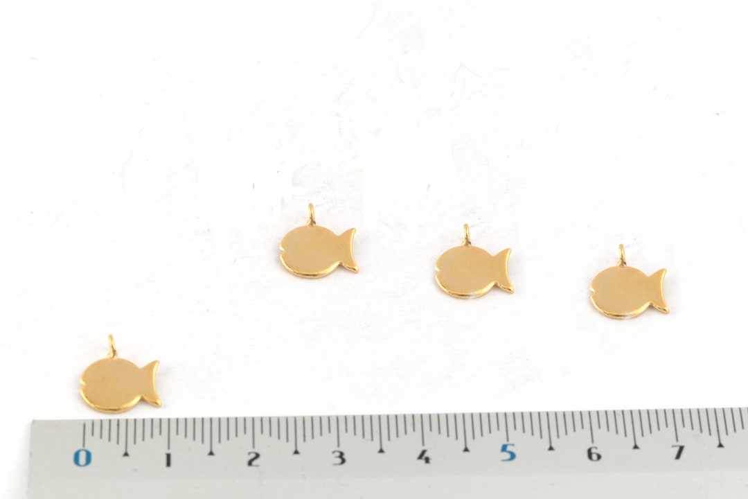 24k Shiny Gold Plated Fish Charm, Gold Plated Animal Jewelry, Tiny Fish ...