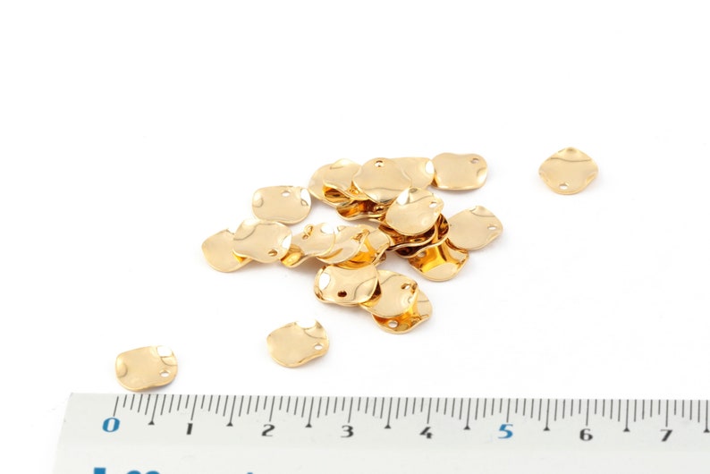 8mm 24k Shiny Gold Plated Wavy Disc Charm, 1 Hole Disc Jewelry ...