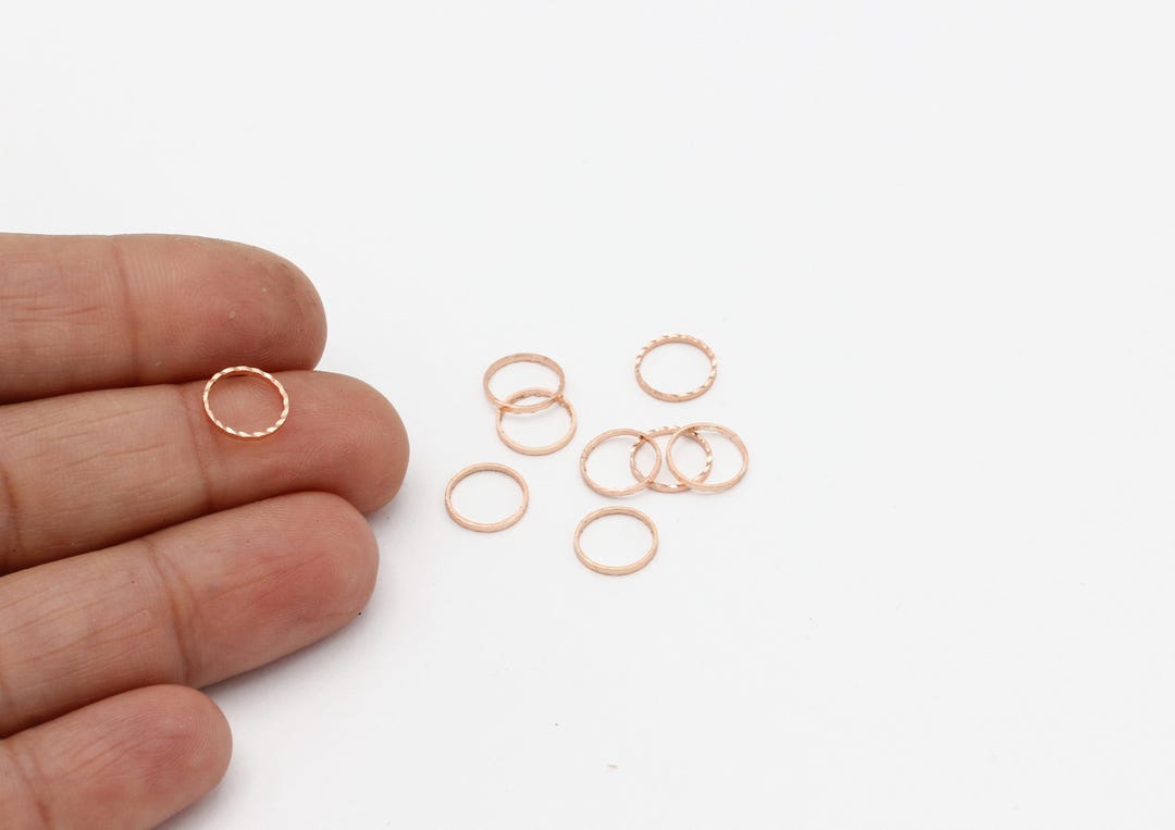 8mm Rose Gold Plated Knurled Ring, Circle Connector, Rose Gold Plated ...