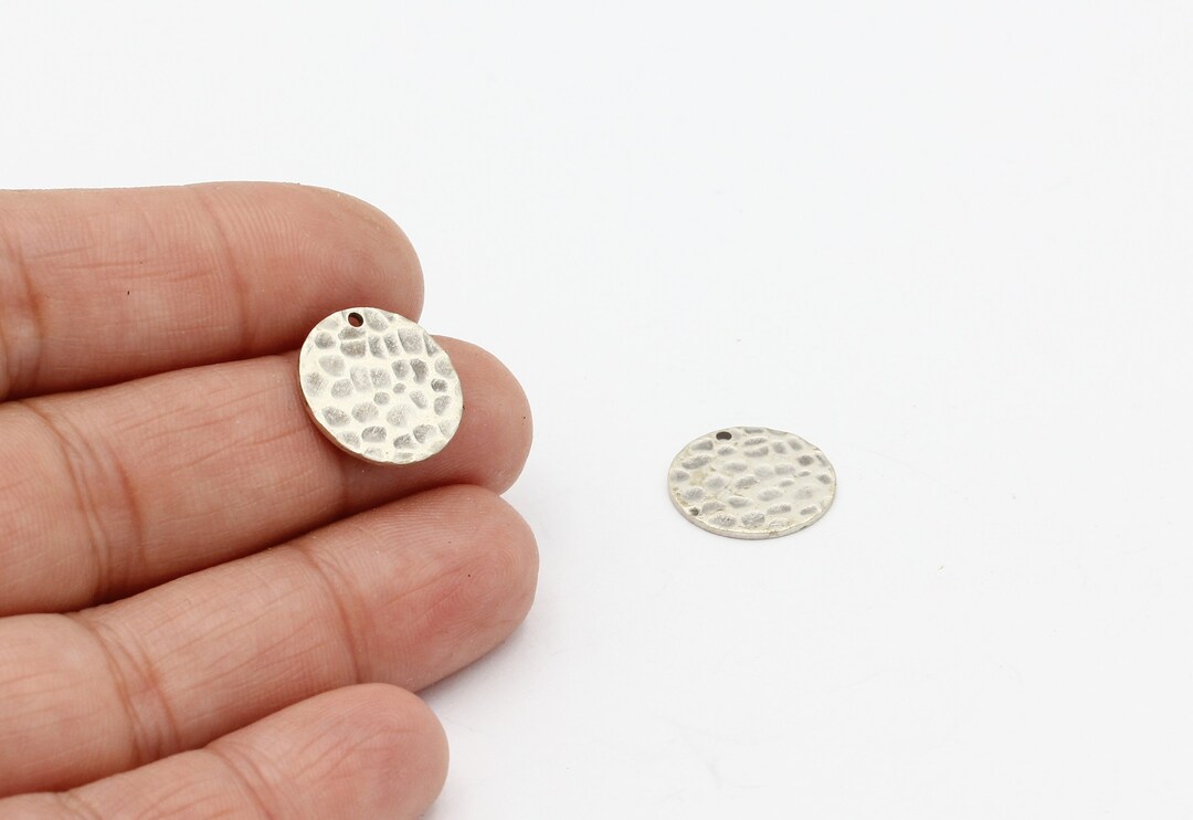 14mm Antique Silver Hammered Disc, Hammered Circle Disc, Antique Disc ...