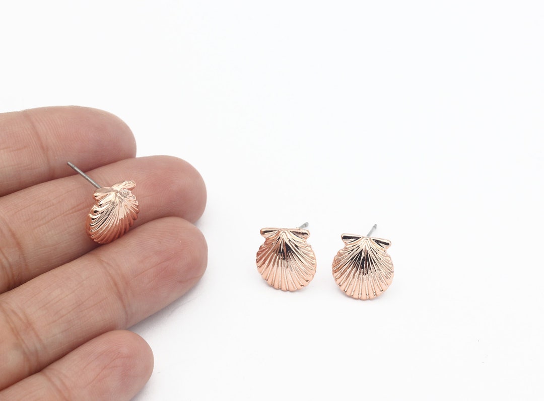 Rose Gold Plated Sea Shell Earring, Cowrie Earrings, Cowrie Shell ...