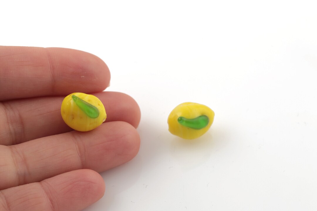 Hand Made Murano Glass Lemon Beads, Murano Fruit Beads, Glass Lemon ...
