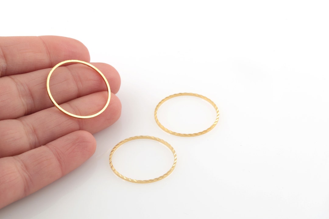 25mm 24k Gold Plated Knurled Ring, Circle Connector, Gold Plated Hoops ...